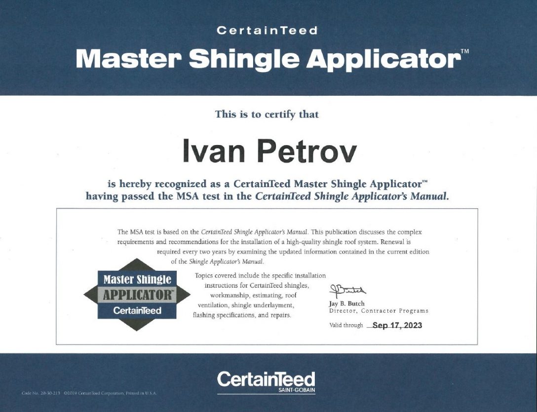 Certainteed Shingle Master 2021 - 2023 | A+Roofing